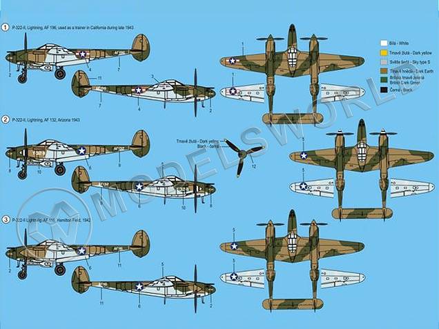Склеиваемая пластиковая модель самолёта Lightning P-322 II. Масштаб 1: ...