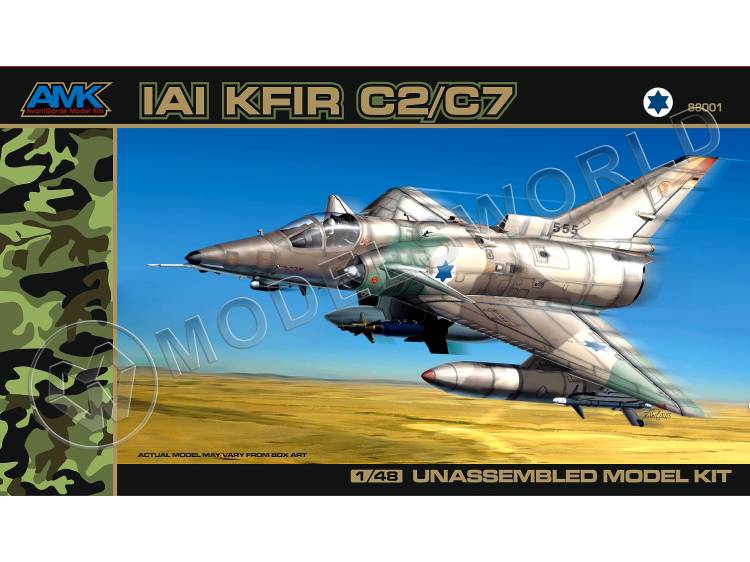 Склеиваемая пластиковая модель Самолет Israeli Air Force Kfir C2/C7. Масштаб 1:48 (арт.AMK-88001 ...